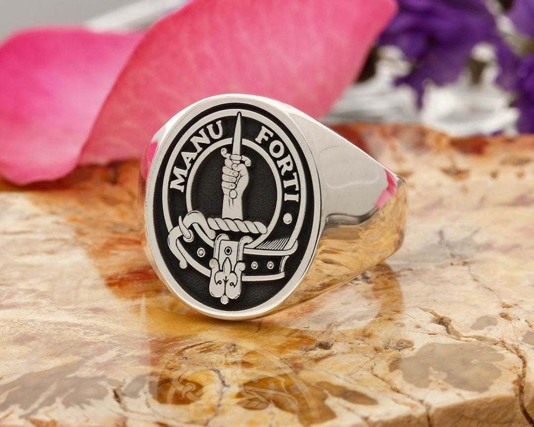 Mackay Scottish Clan Crest Signet Ring, Silver Hallmarked Handmade and ...