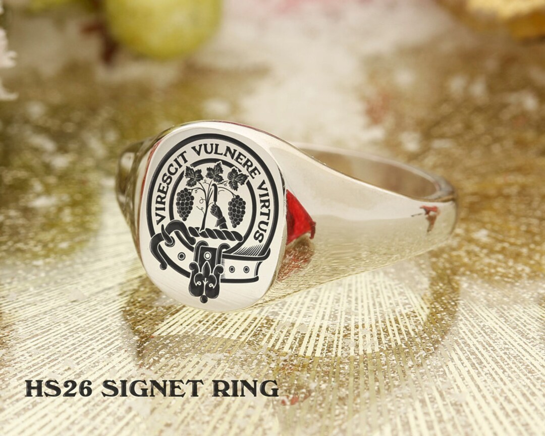 Burnett Scottish Clan Crest Signet Ring, Sterling Silver Handmade and ...
