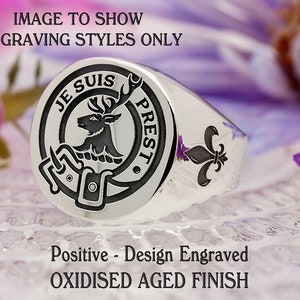 Gordon Scottish Clan Crest Signet Ring, ( Bydand ) Silver Hallmarked ...