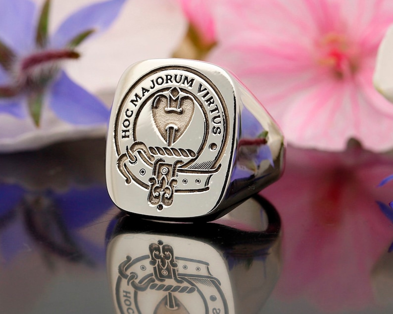 Logan Scottish Clan Engraved Signet Ring | Sterling Silver | Family ...