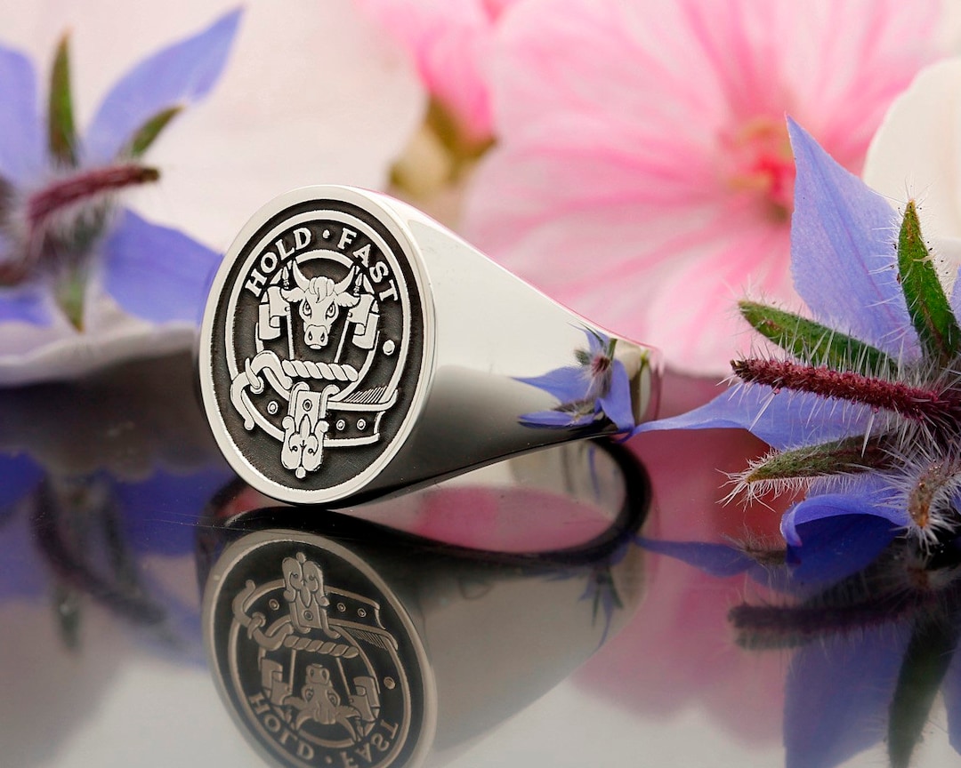 Macleod of Harris Scottish Clan Crest Signet Ring, Sterling Silver ...