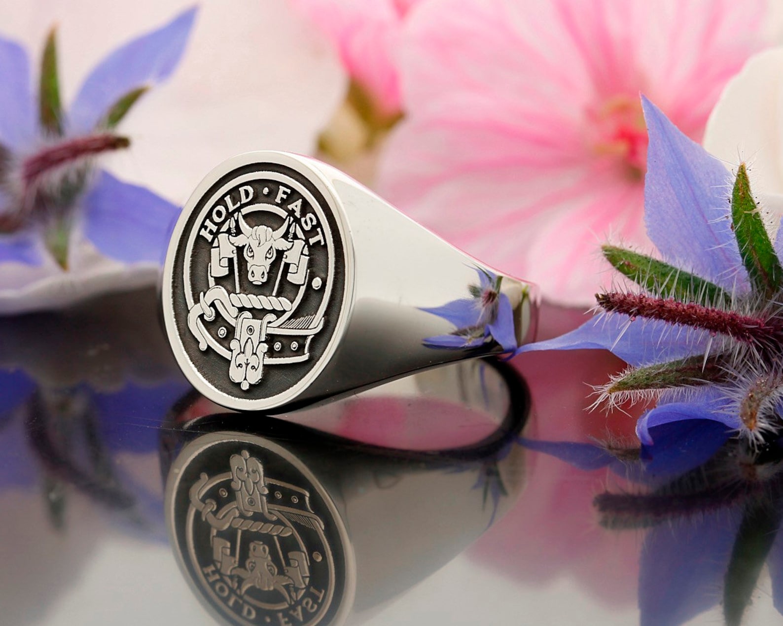 Macleod of Harris Scottish Clan Crest Signet Ring, Sterling Silver ...