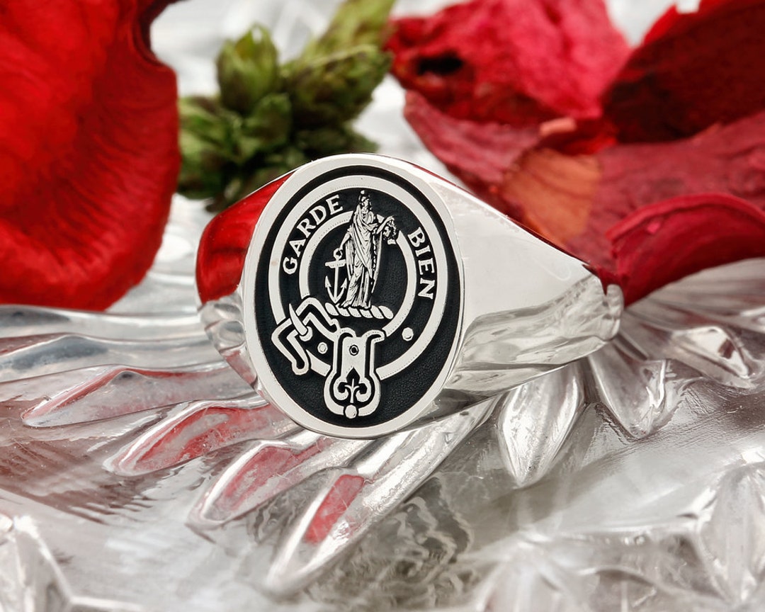 Montgomery Scottish Clan Crest Signet Ring, Silver Hallmarked Handmade ...