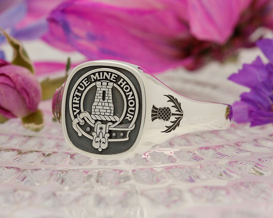 Maclean Scottish Clan Crest Signet Ring, Silver Hallmarked Handmade and ...