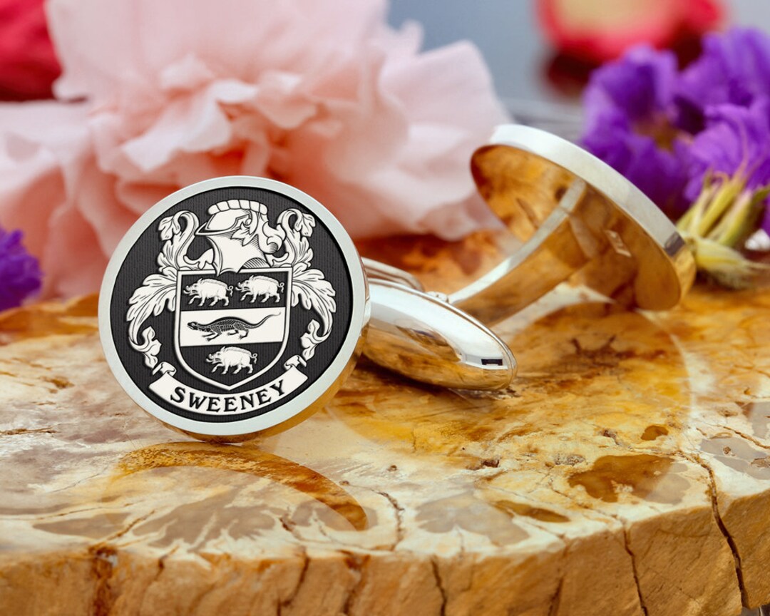 Sweeney Coat of Arms Engraved Cufflinks | Sterling Silver | Family ...