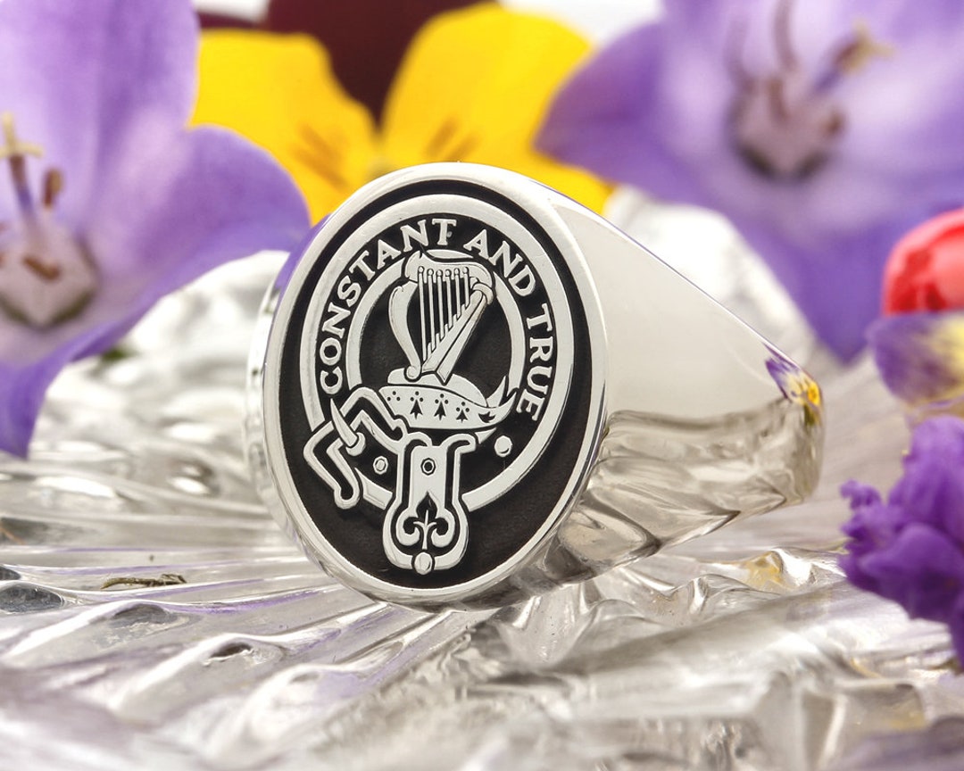 Rose Scottish Clan Signet Ring, Sterling Silver Hallmarked Handmade and ...