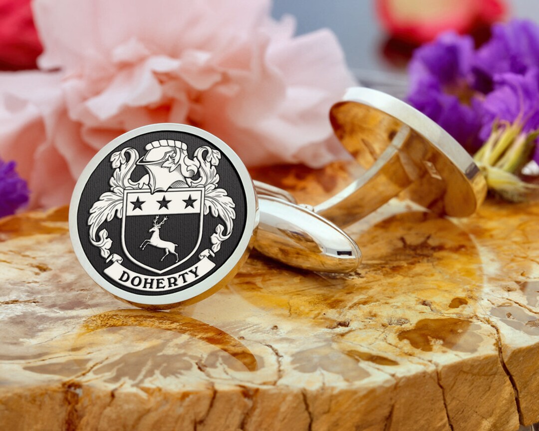 Doherty O'doherty Coat of Arms Engraved Cufflinks | Sterling Silver ...