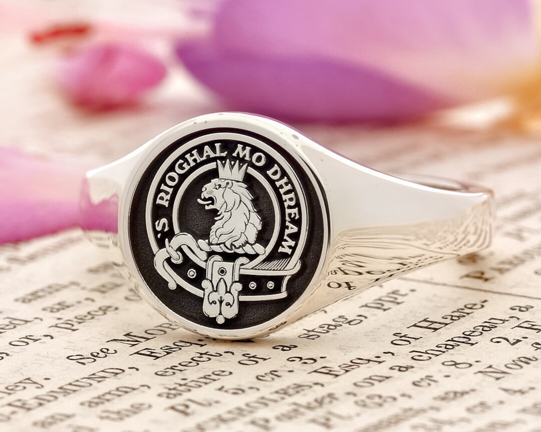 Macgregor Scottish Clan Engraved Signet Ring | Sterling Silver | Family ...