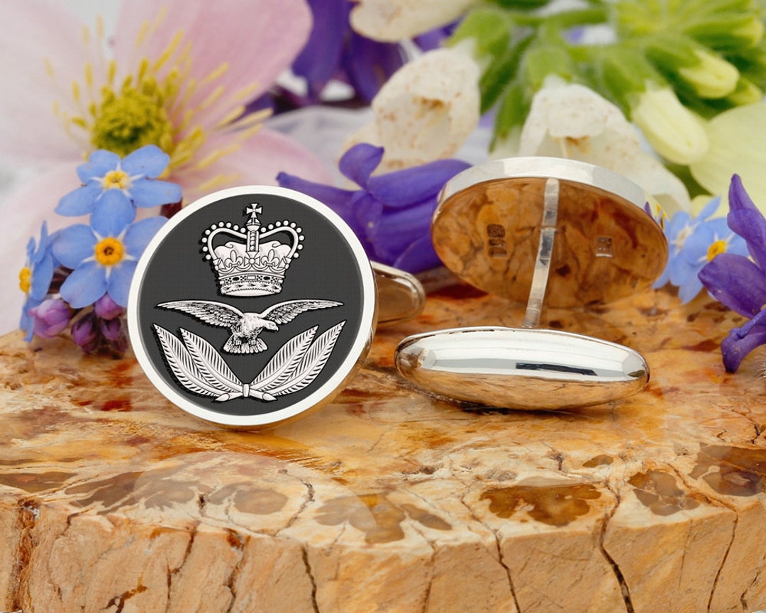 RAF Officers Cap Badge Military Silver Cufflinks, Handmade and Laser ...