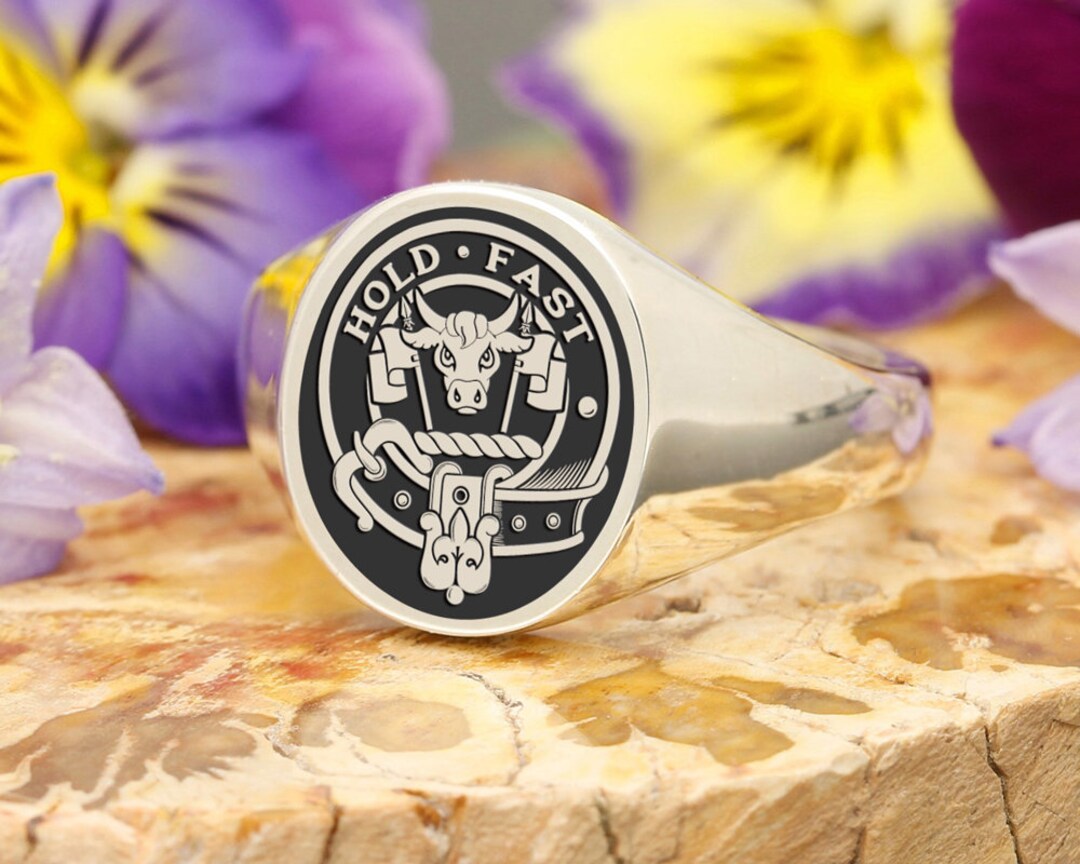 Macleod of Harris Scottish Clan Crest Signet Ring, Sterling Silver ...