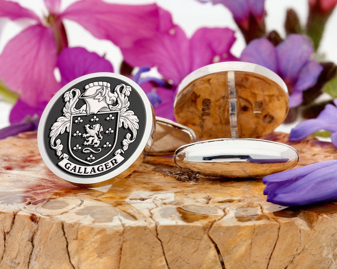 Gallagher Coat of Arms Engraved Cufflinks | Sterling Silver | Family ...