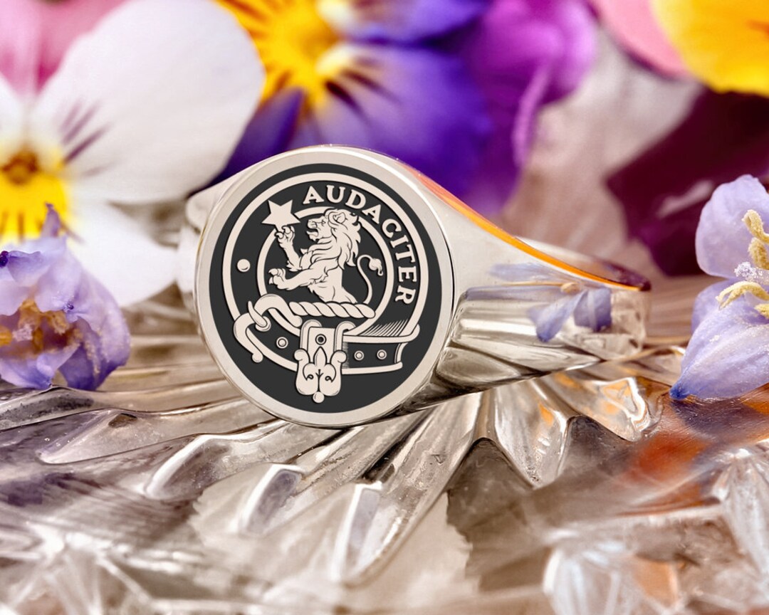 Ewing Scottish Clan Engraved Signet Ring | Sterling Silver | Family ...