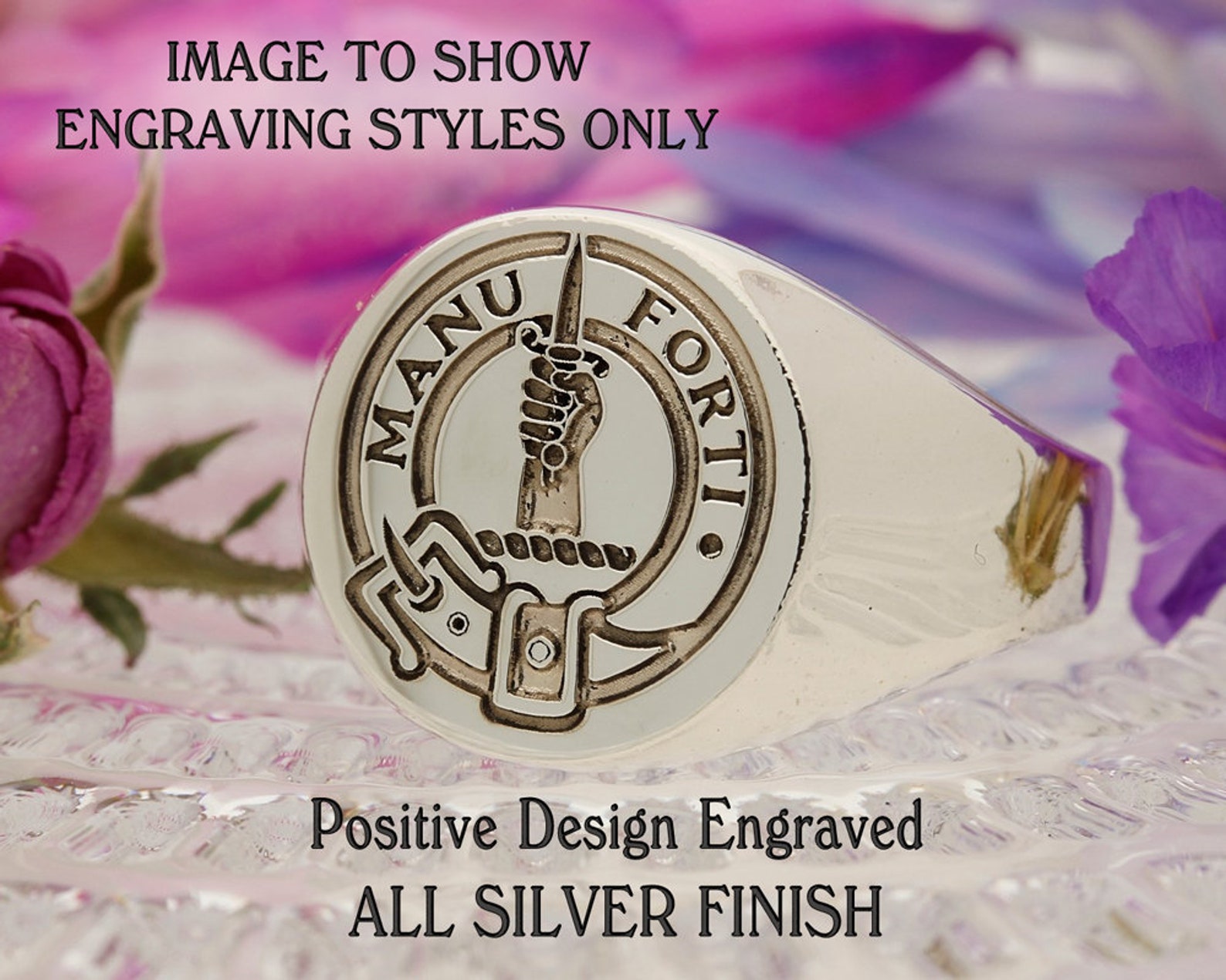 Sinclair Scottish Clan Crest Signet Ring, 925 Sterling Silver Handmade ...