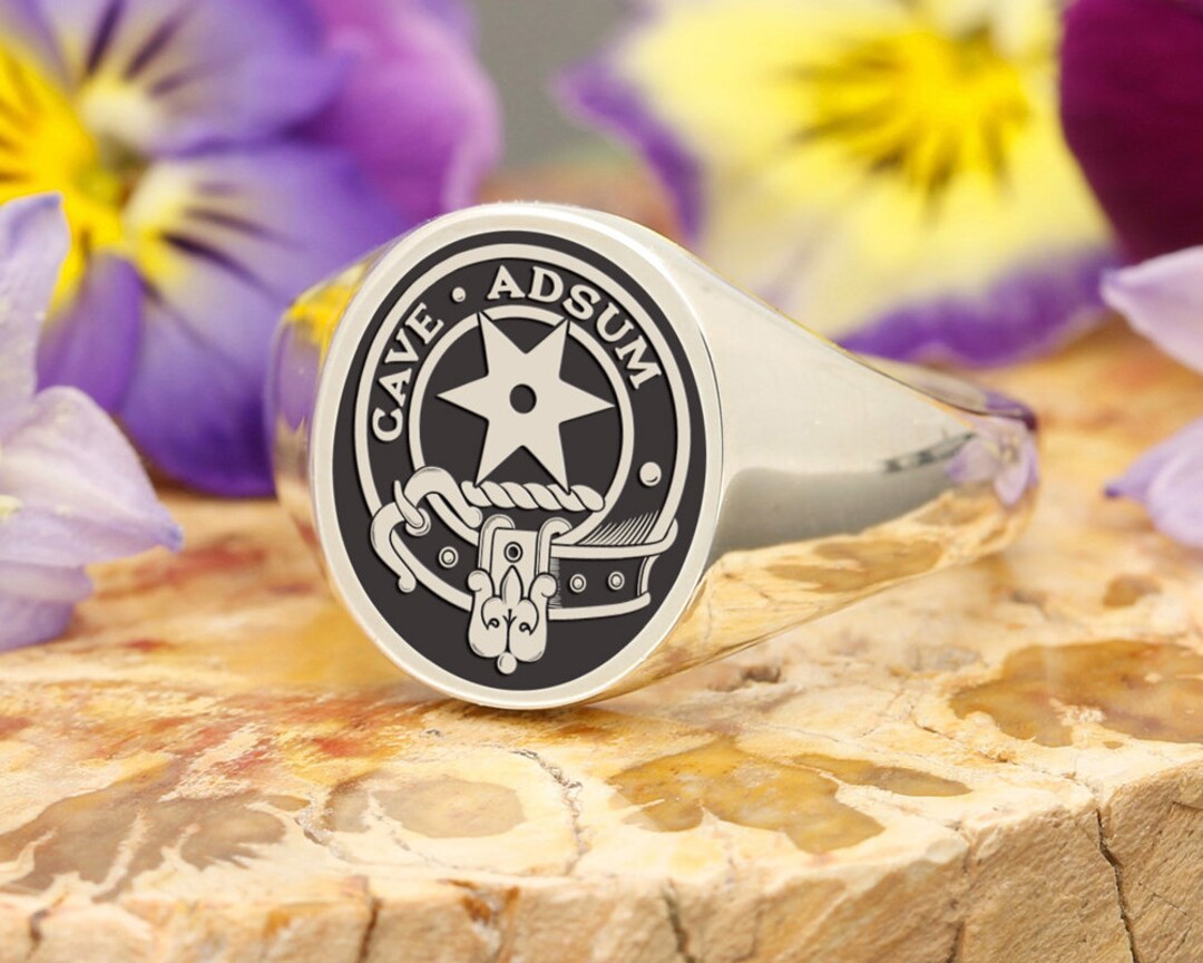 Jardine Scottish Clan Engraved Signet Ring | Sterling Silver | Family ...