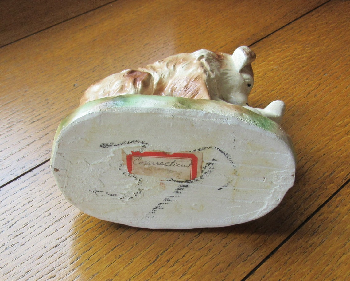 Chalkware Dogs Figurine Vintage Collie and Puppy Nose to Nose - Etsy