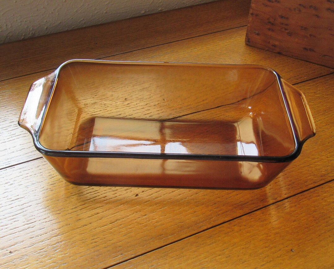 Amber Bread Pan Vintage Anchor Hocking USA 9 X 5 Harvest Glass Baking ...