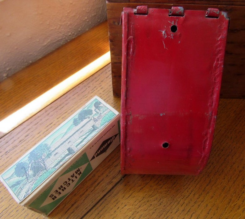 Red Metal Match Safe Plus Vintage Diamond Matchbox Covered - Etsy