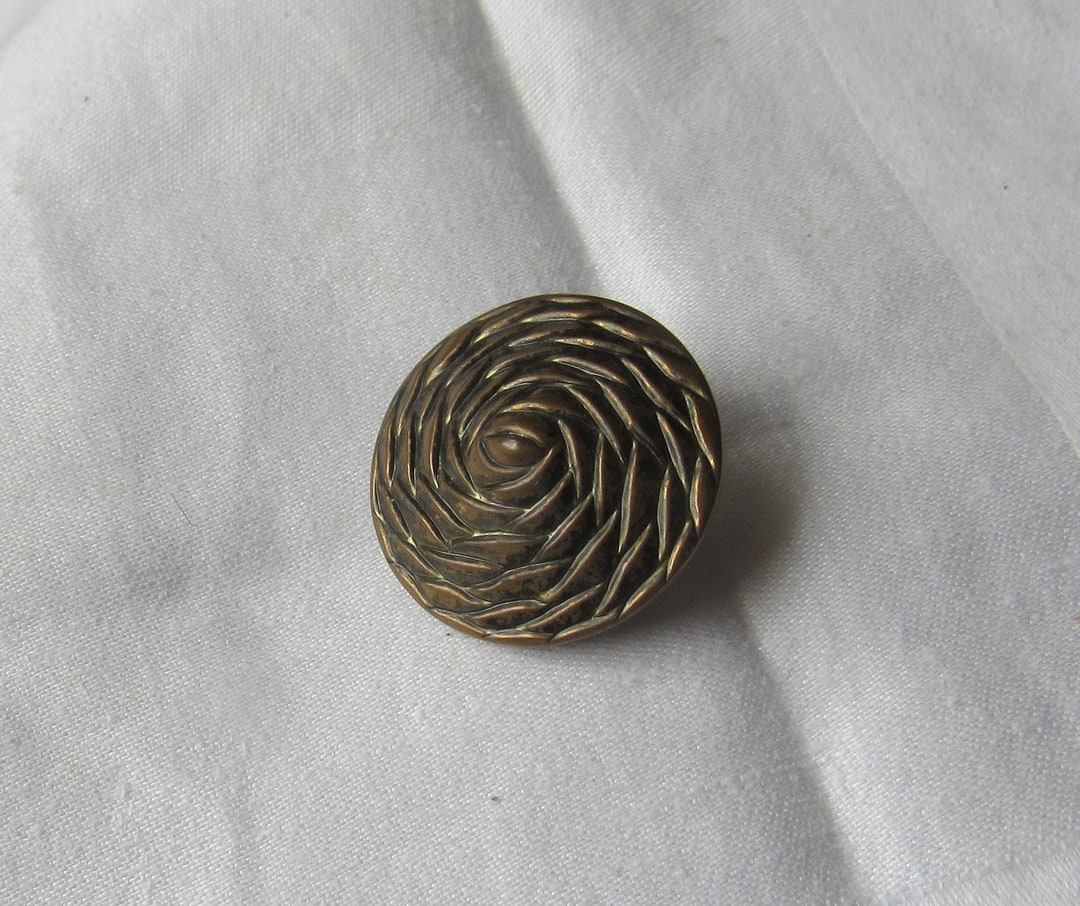 Antique Copper Coat Button, Domed Spiraled Rope Design, Metal Back With ...