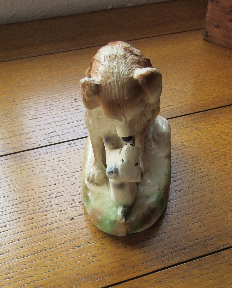 Chalkware Dogs Figurine Vintage Collie and Puppy Nose to Nose - Etsy