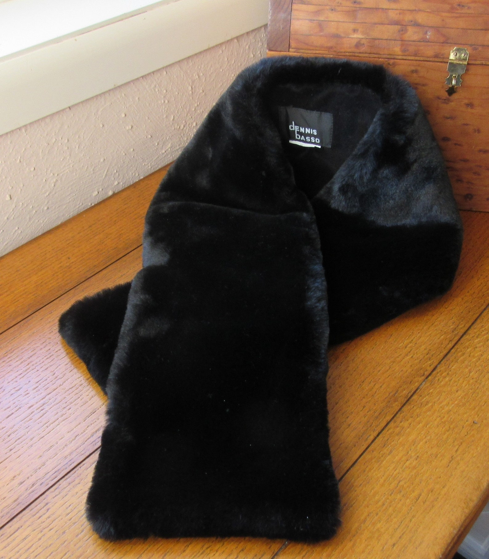 Black Faux Fur Scarf Pull Through Style Vintage Dennis Basso - Etsy