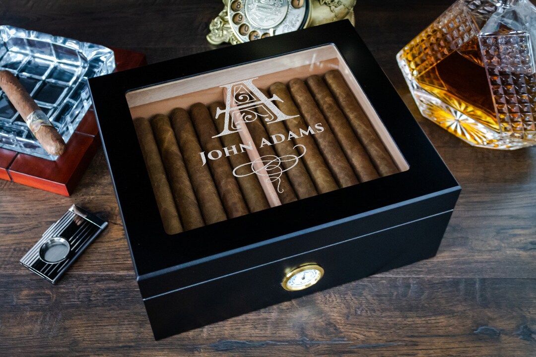Custom Glass Top Cigars Humidor Box 2 Different Colors and Sizes - Etsy