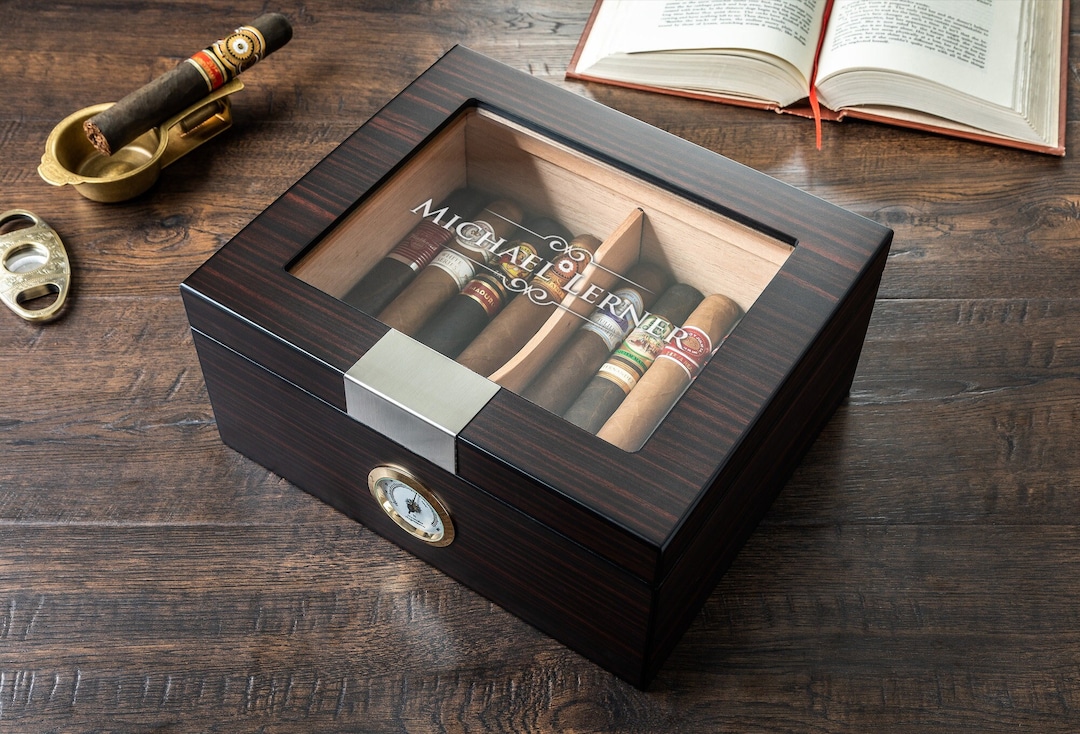 Personalized Glass Top Humidor, Engraved Cigar Humidor Box, Groomsmen ...