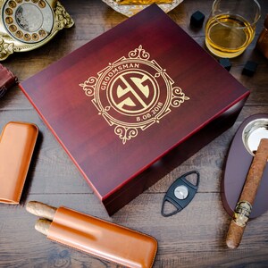 Engraved Cigar Humidor Gift Set With Matching Accessories, Great Gift ...