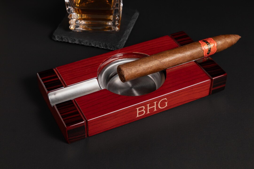 Personalized Engraved Two-tone Cigar Ashtray Custom Wood Ashtray ...