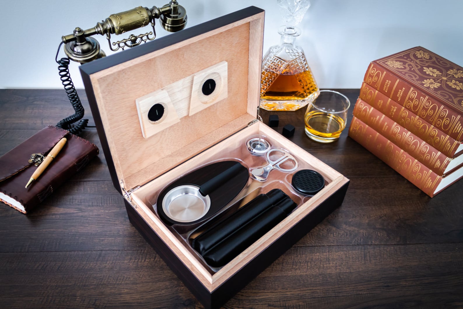 Cigar Humidor Gift Set With Matching Accessories Great Gift - Etsy