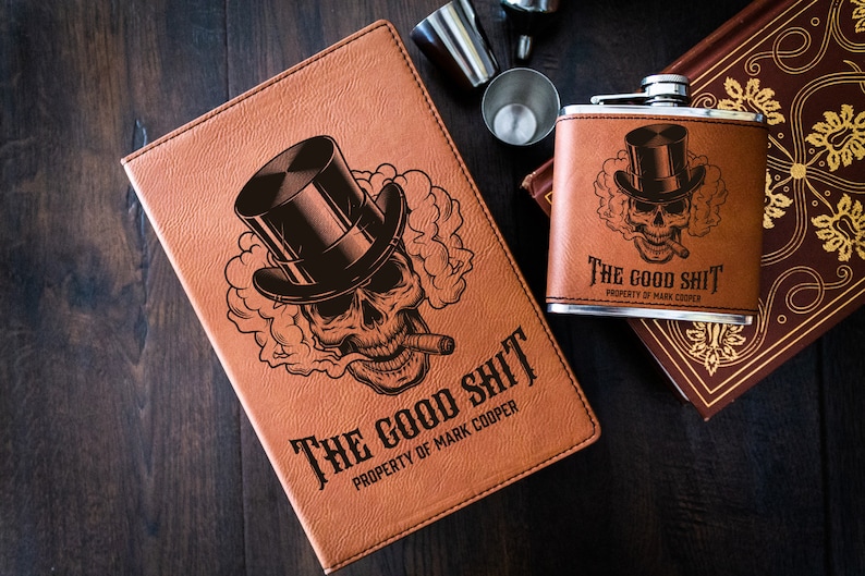 The Good Shit Engraved Leather Flask Unique Gift for - Etsy