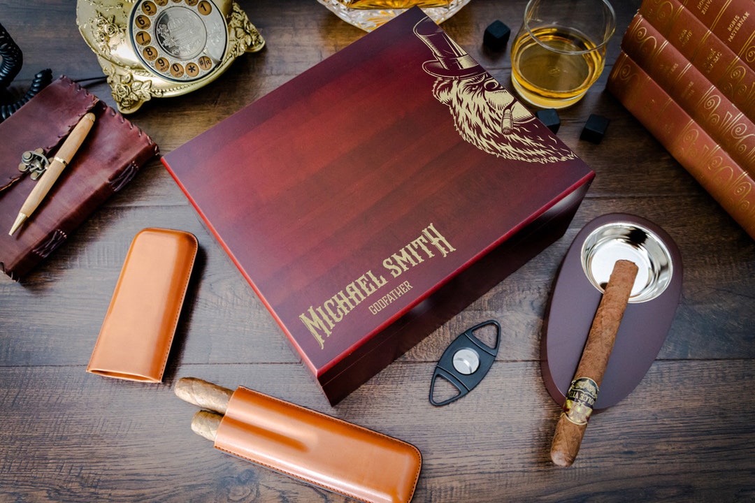 Personalized Cigars Humidor Box With Matching Accessories and Unique ...