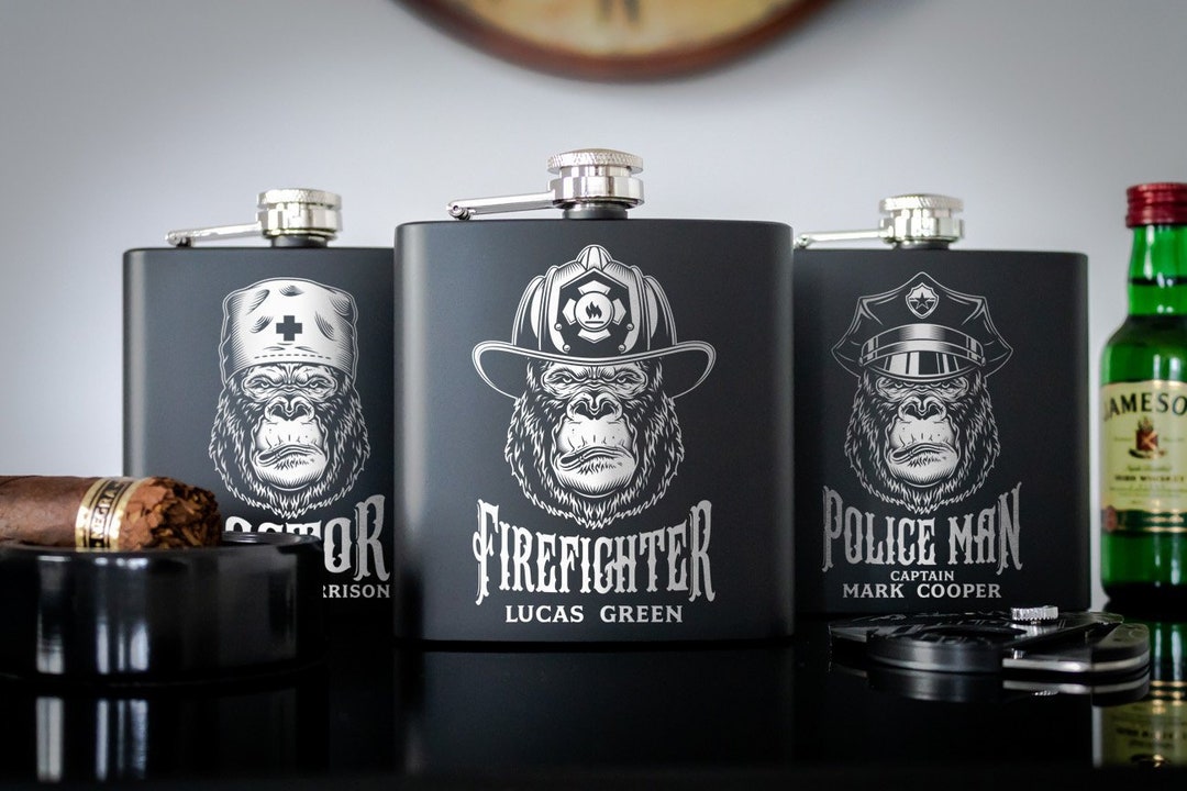 Personalized Flask, Firefighter Gift, Gift for Doctor, Gift for Police ...