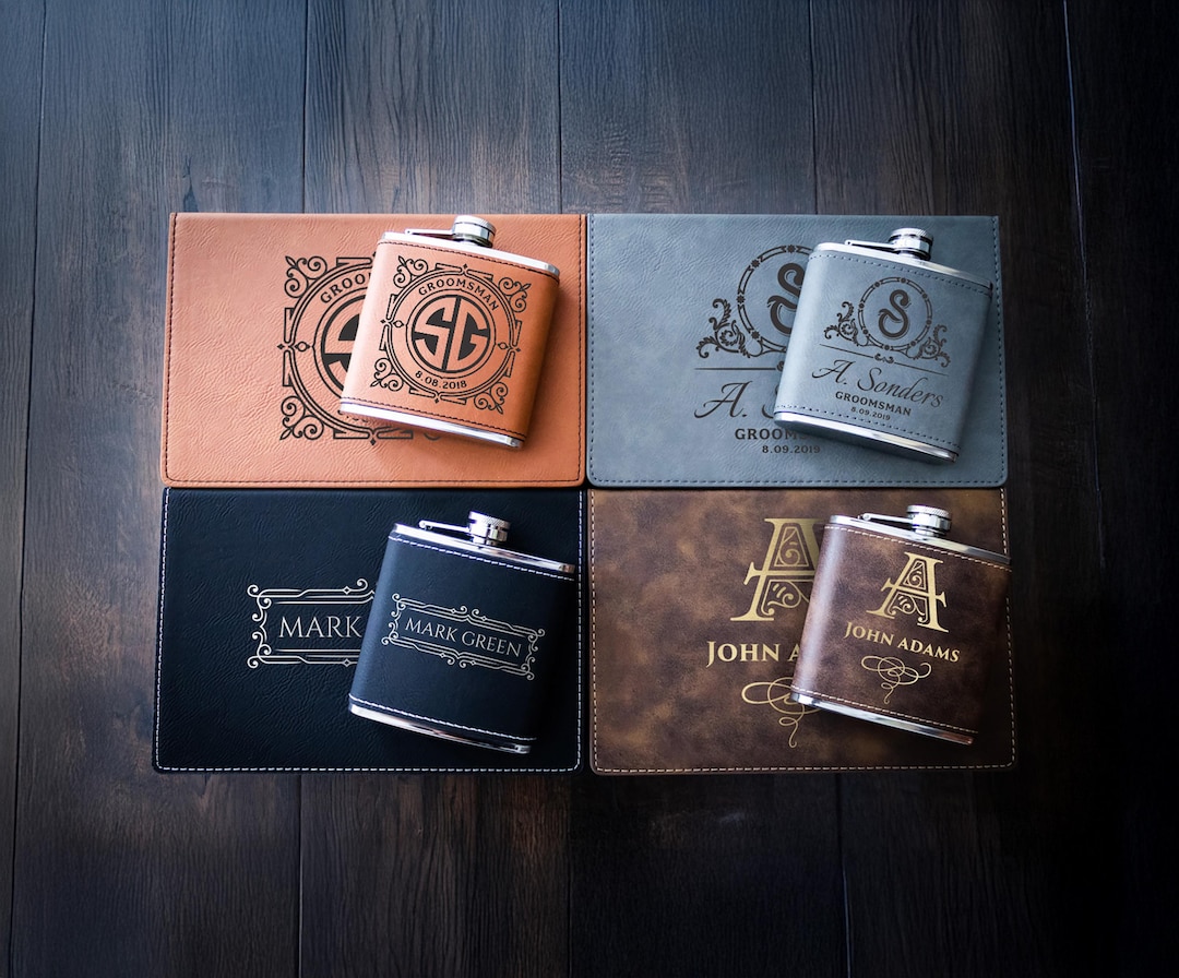 Engraved Hip Flask, Personalized Groomsmen Flask, Monogram Flask Gift ...