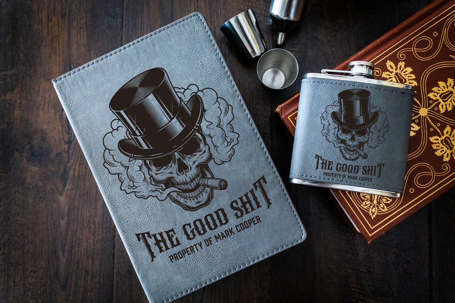 The Good Shit Engraved Leather Flask Unique Gift for - Etsy