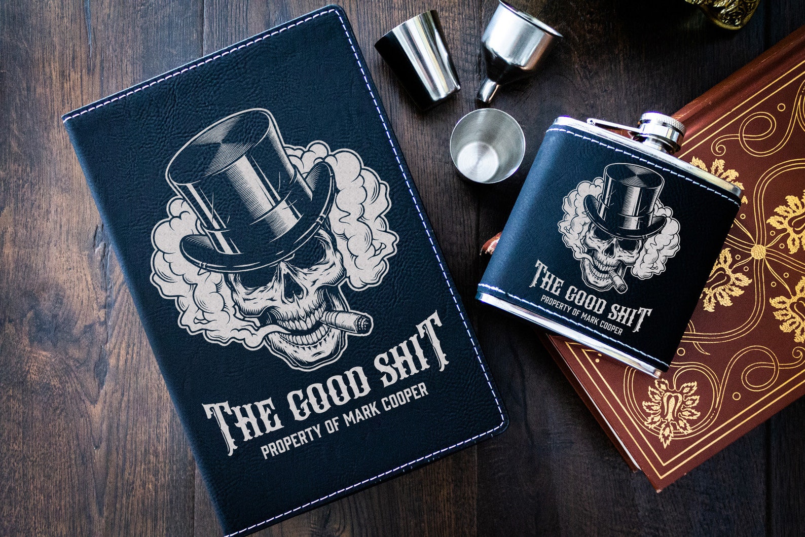 The Good Shit Engraved Leather Flask Unique Gift for - Etsy