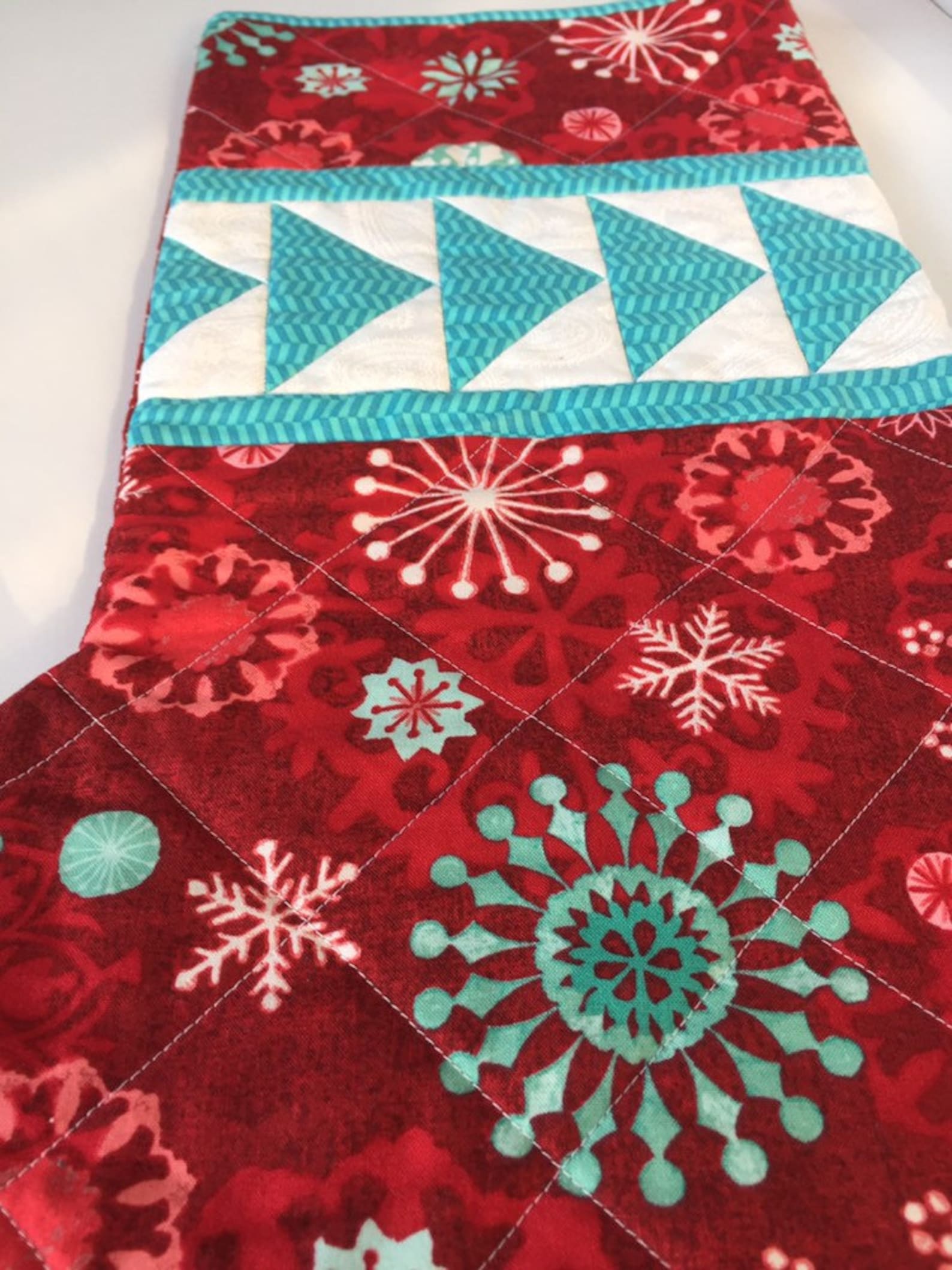 Christmas Stocking, Quilted Christmas Stocking, Red Christmas Stocking ...