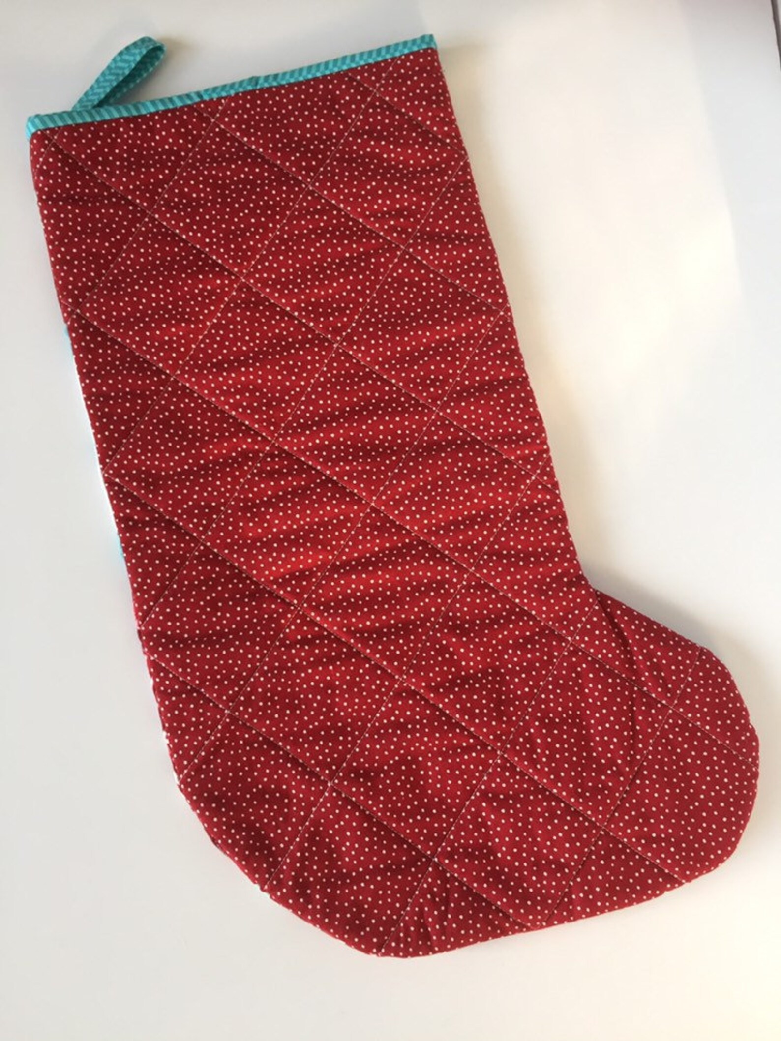 Christmas Stocking, Quilted Christmas Stocking, Red Christmas Stocking ...