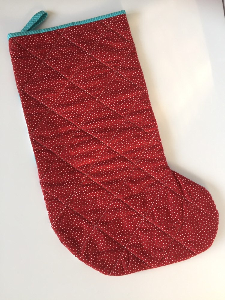 Christmas Stocking, Quilted Christmas Stocking, Red Christmas Stocking ...