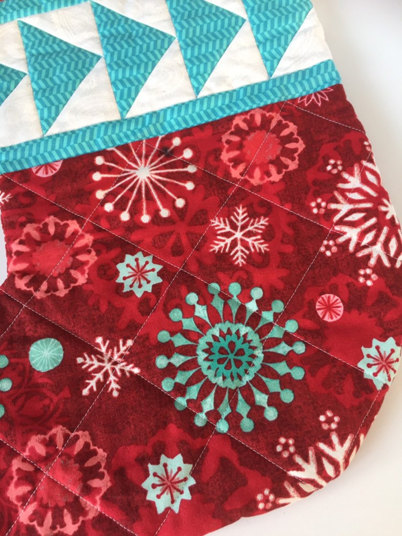 Christmas Stocking, Quilted Christmas Stocking, Red Christmas Stocking ...