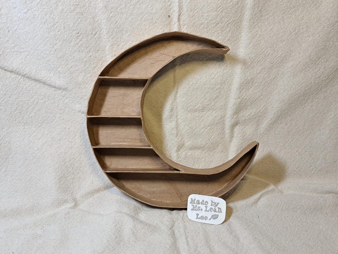 Round Crescent Moon Paper Mâché Wall Shelf - Etsy