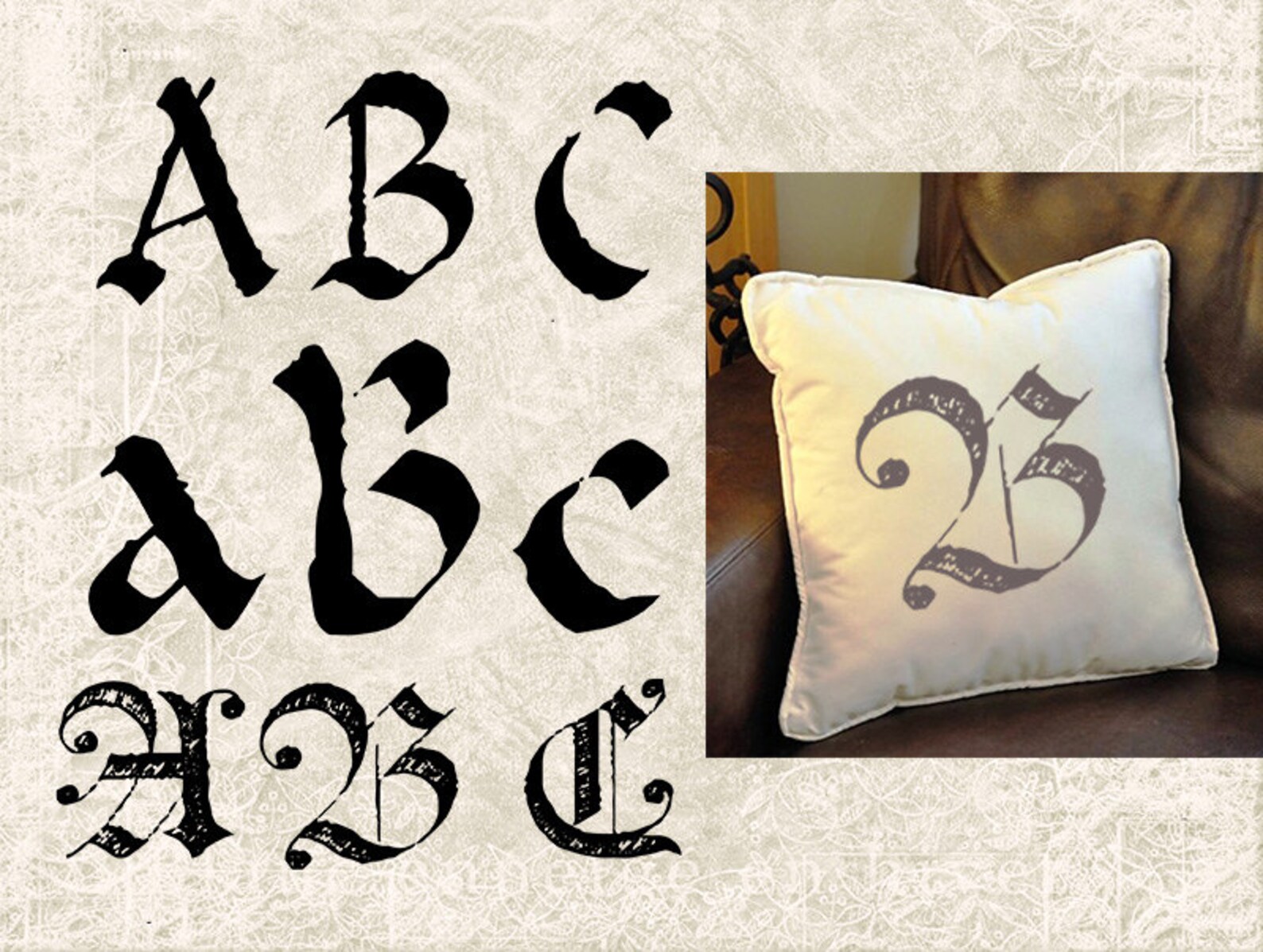 Vector Alphabet Set Antique Letters Typography Digital Vintage Alphabet ...