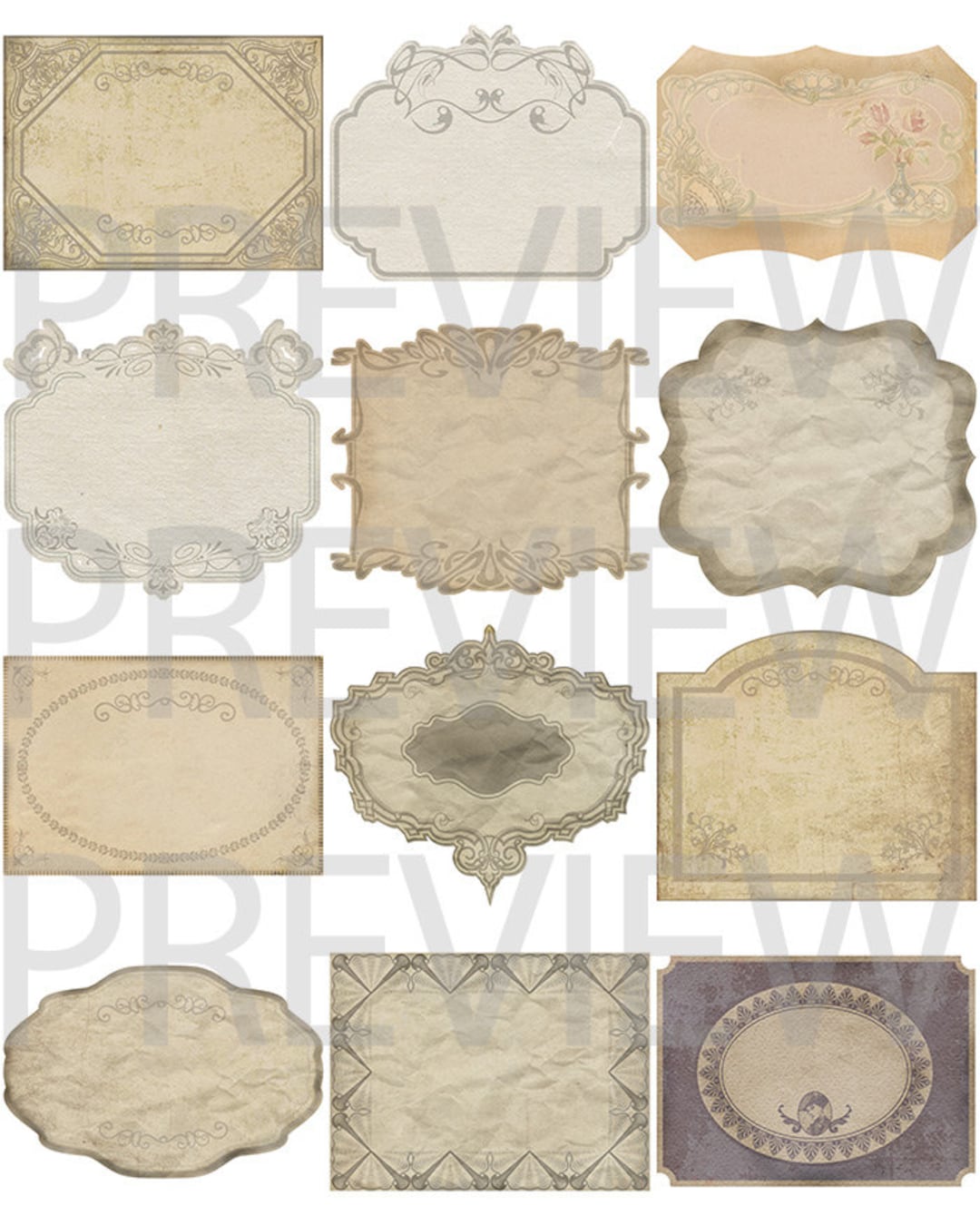 Digital Vintage Labels - Antique Printable Labels - Digital Labels ...