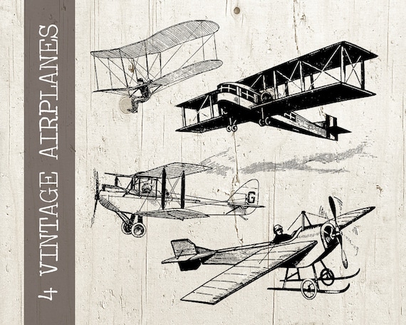 Airplanes Collage Sheet 4 Vintage Planes Digital Illustration - Etsy