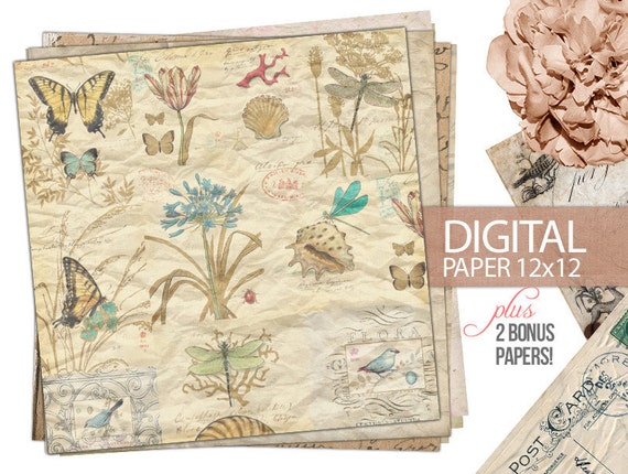 Digital Paper 12x12 Scrapbook Antique Background Paper | Etsy