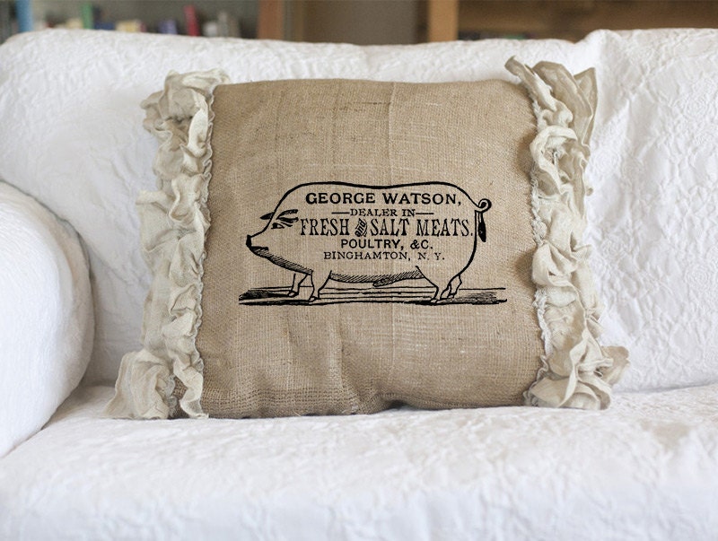 Digital Download Antique Pig Meat Ad - Vintage Pig Text Overlay ...