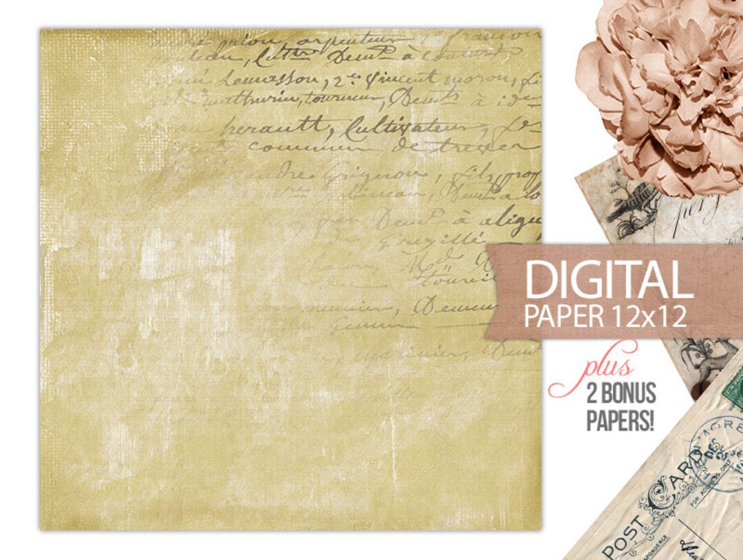 Digital Paper - 12x12 Scrapbook Antique Background Paper Old Vintage ...