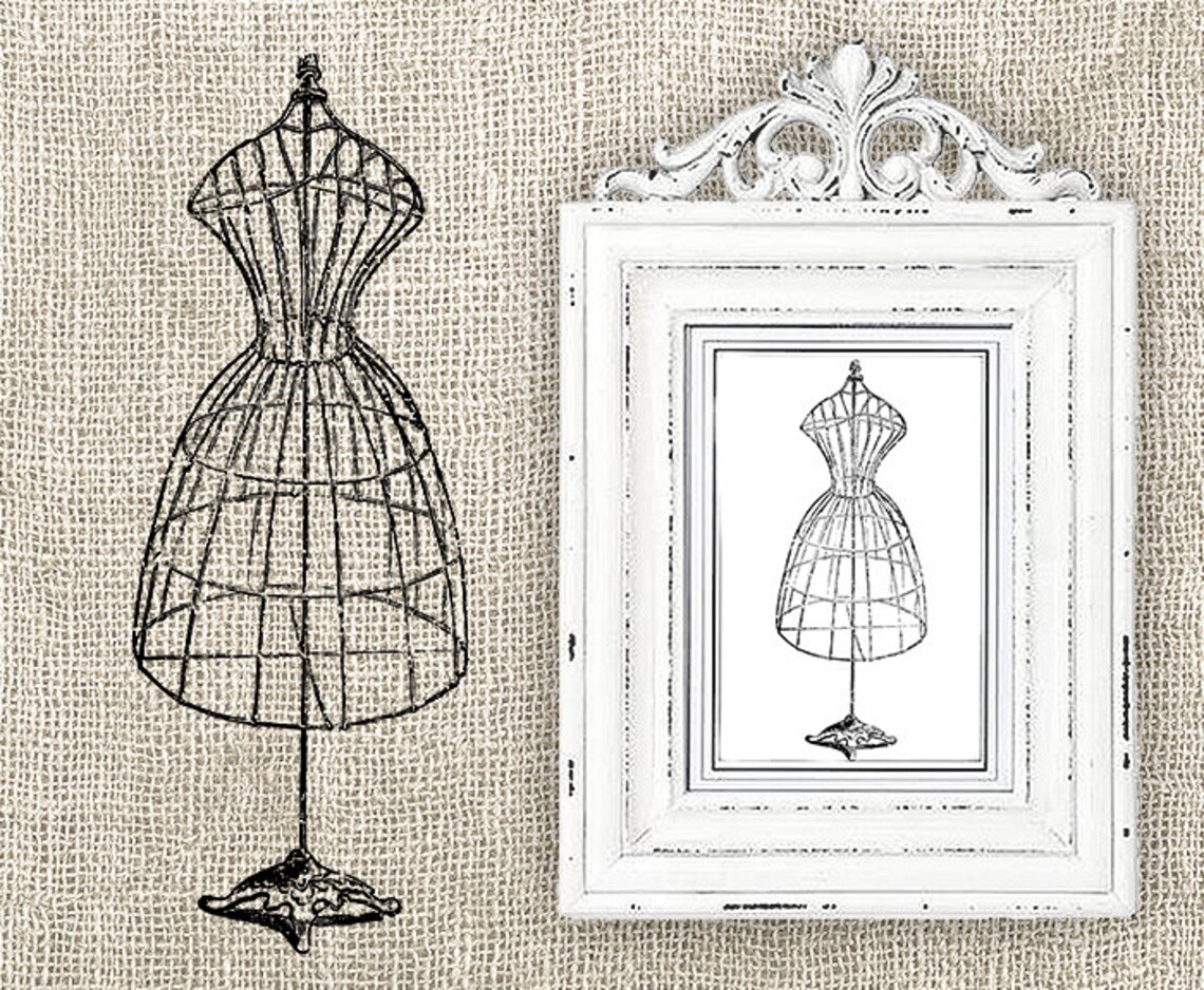 Vintage Dress Form Digital Download Clipart Dress Form Illustration ...