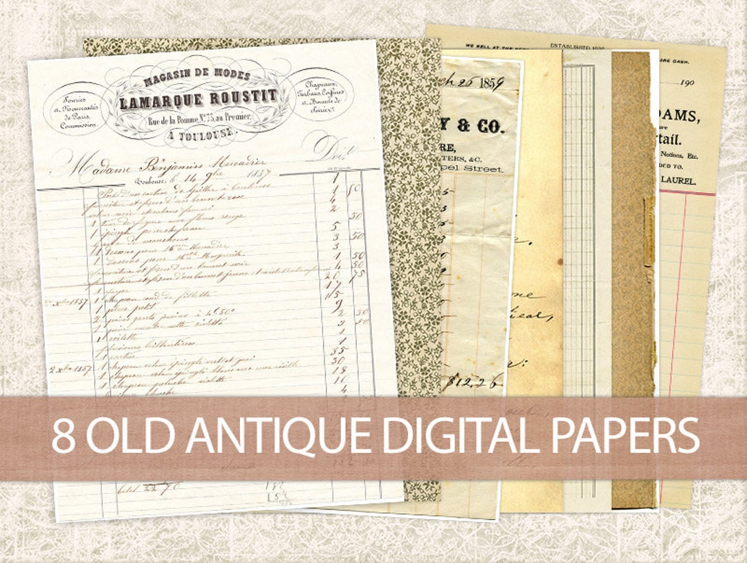 8 Digital Papers - INSTANT DOWNLOAD - Antique Paper Background ...