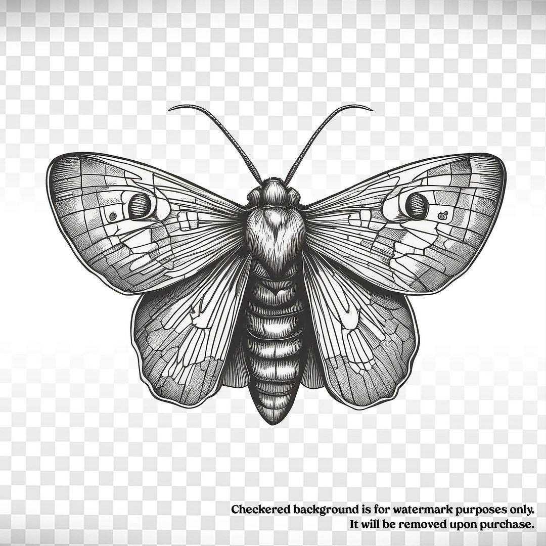 Digital Vintage Moth Clipart Antique Engraving PNG Illustration ...