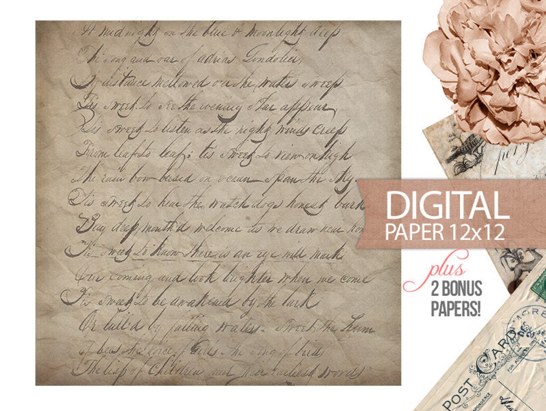Digital Paper - 12x12 Scrapbook Antique Background Paper Old Vintage ...